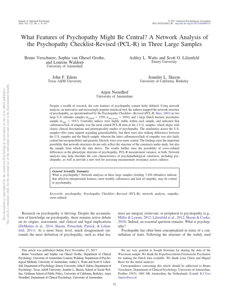 PCL R | PDF | Psychopathy | Abnormal Psychology