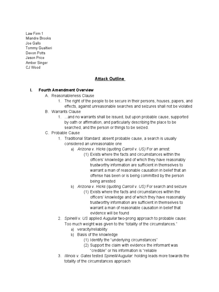 Criminal Procedure Attack Outline | PDF | Search And Seizure | Search ...