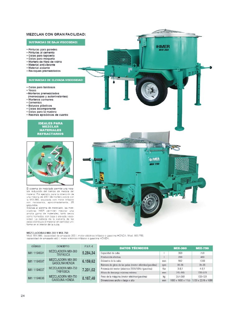 Ficha Tecnica Imer Mix 750 | PDF
