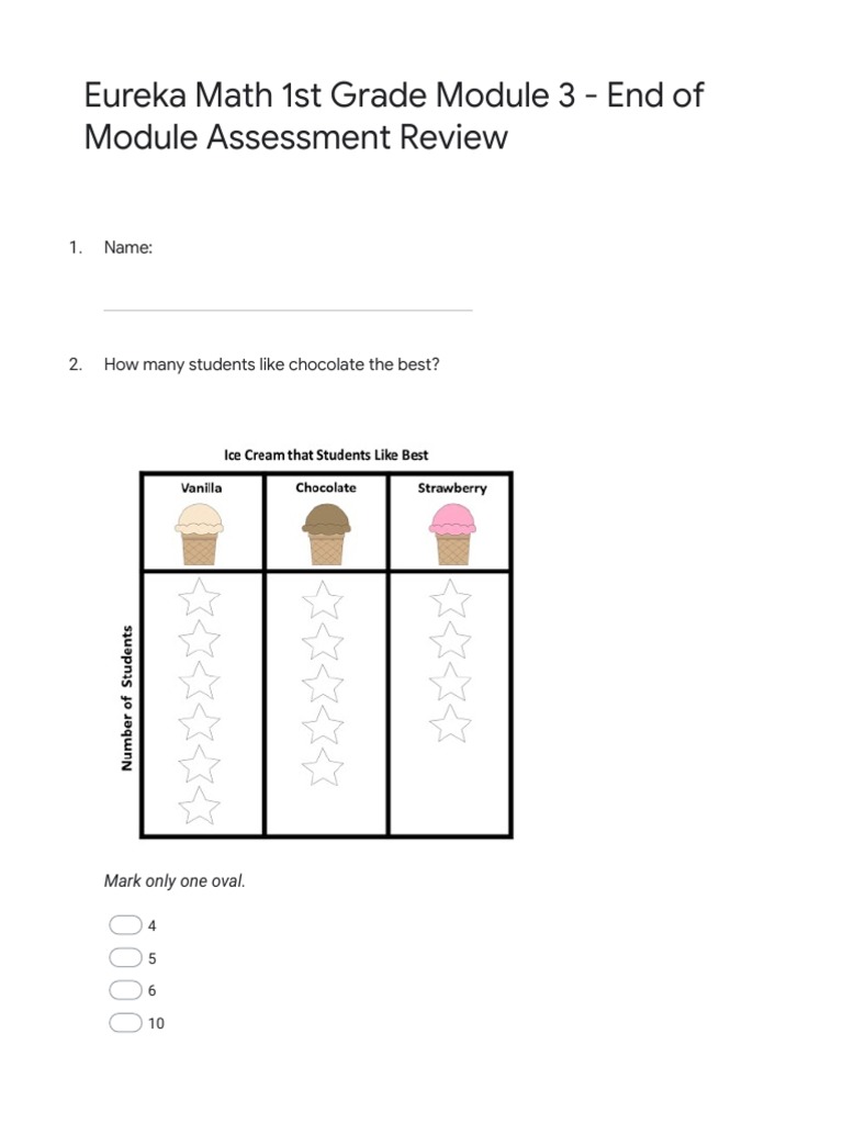 Printable Eureka Math 1st Grade Module 3 - End of Module Assessment ...
