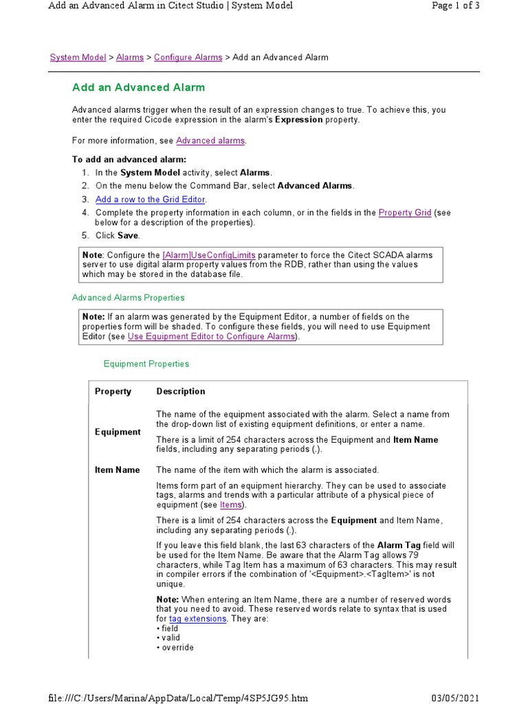 Advanced Alarm Citect SCADA | PDF | Scada | Tag (Metadata)