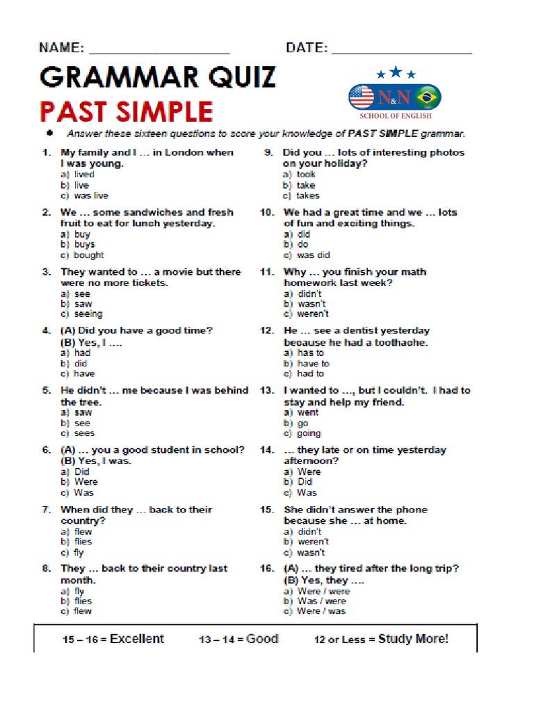 Quiz Simple Past | PDF