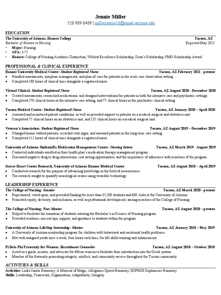Millerj Resume2021 | PDF | Nursing | Mentorship