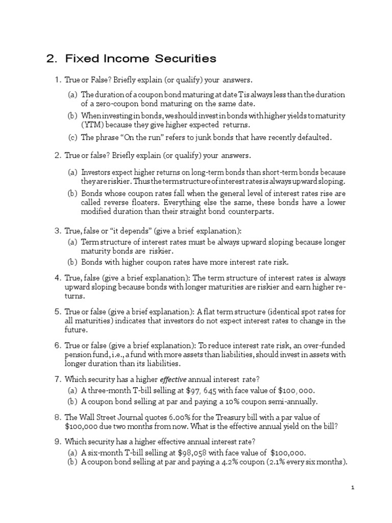 Fixed Income Securities:, 645 With Face Value of $100, 000 | PDF | Bond ...