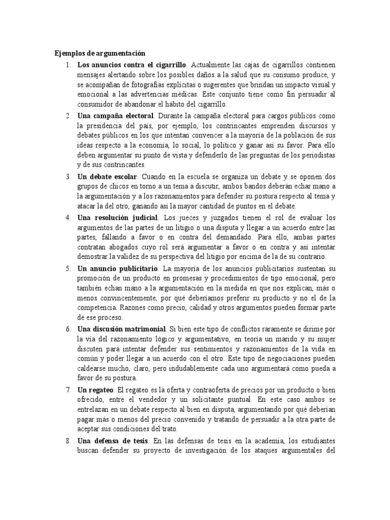 Ejemplos de Argumentación y Persuacion | PDF | Persuasión | Negociación