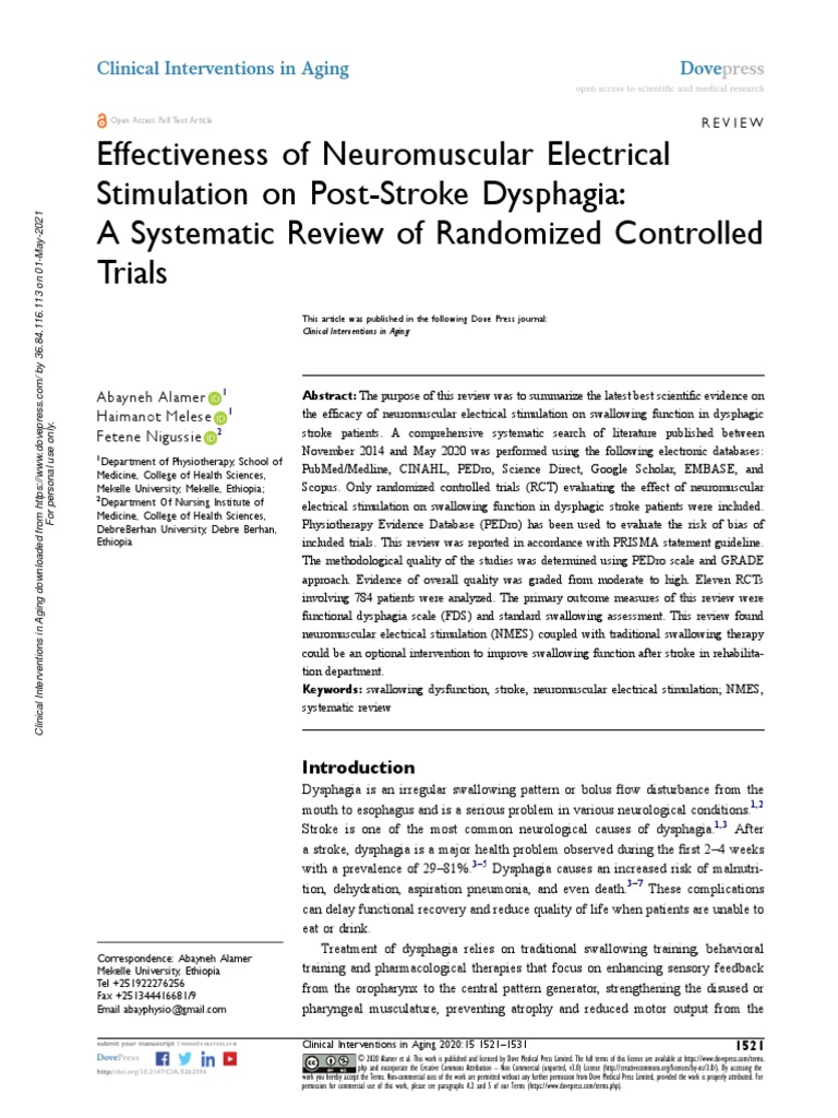 Cia 262596 Effectiveness of Neuromuscular Electrical Stimulation On Pos | PDF | Randomized ...