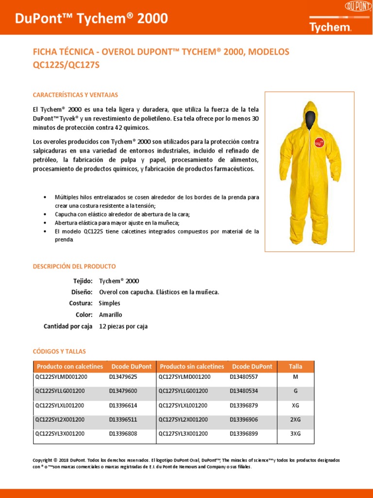 Ficha Técnica - Tychem 2000 | PDF | Marca comercial | Laboratorios