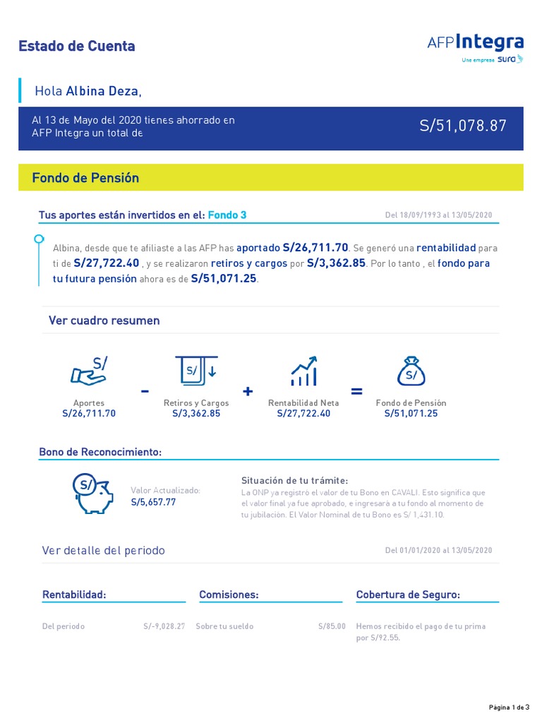 Afp Integra | PDF | Jubilación | Servicios financieros