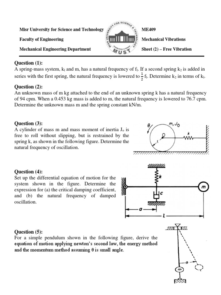 Mechanical Vibrations Problems and Solutions | PDF