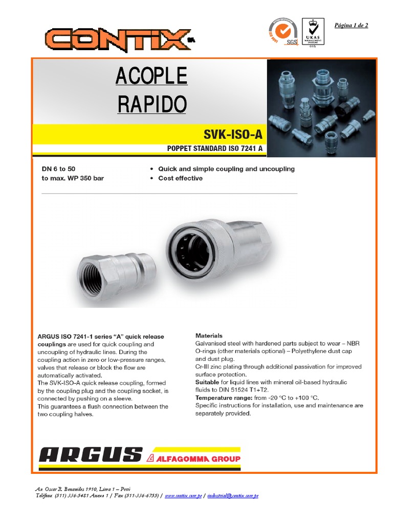 ALFAGOMMA Quick Coupling ARGUS | PDF