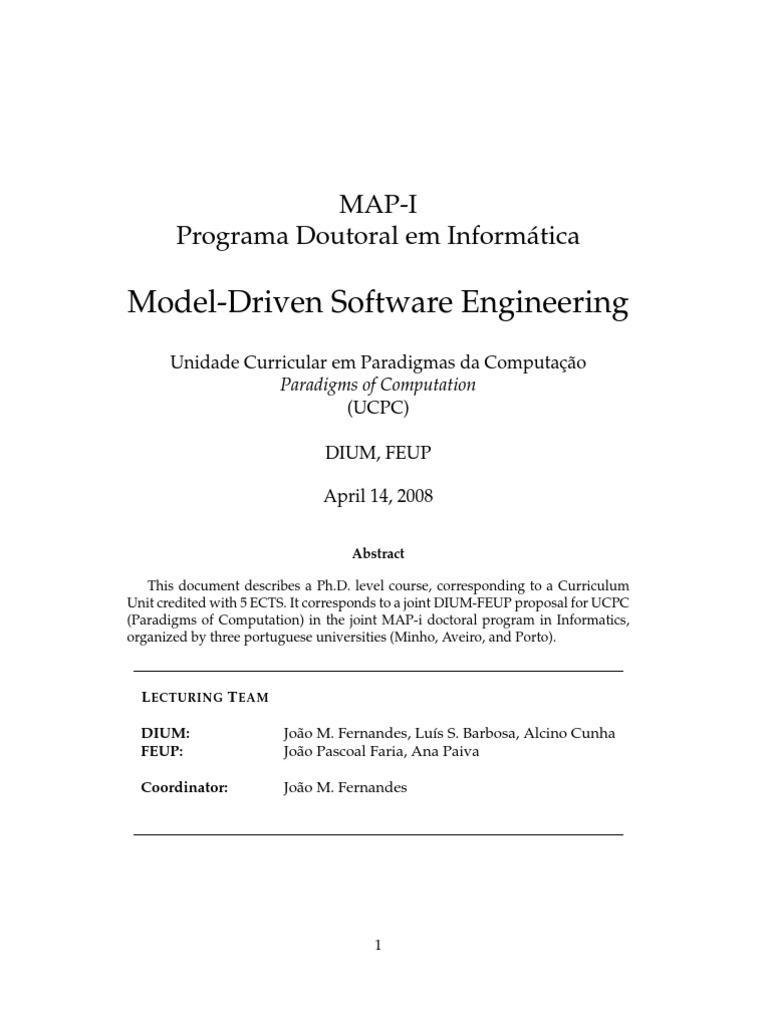 Model-Driven Software Engineering: Map-I Programa Doutoral em Inform ...