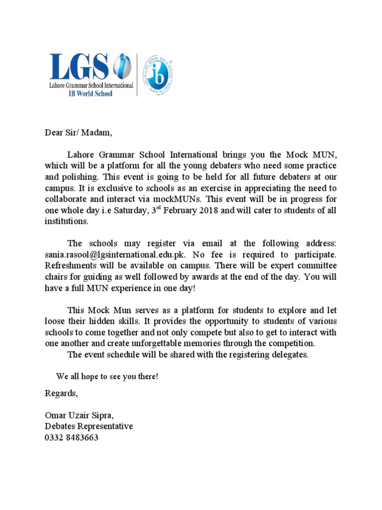 Mock Mun Invite | PDF