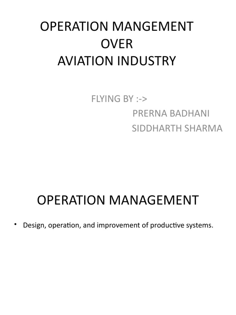 Operations Management in Aviation Industry | PDF