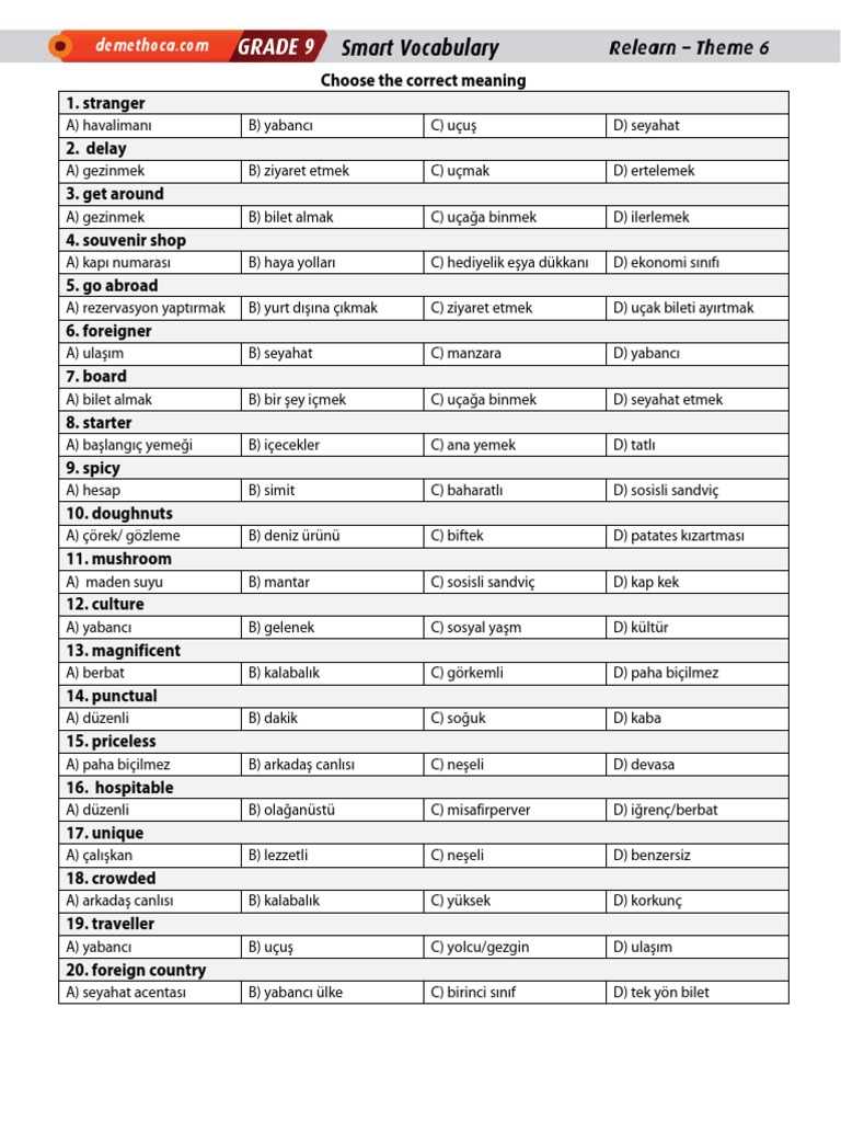 9.6 Smart Vocabulary Test | PDF