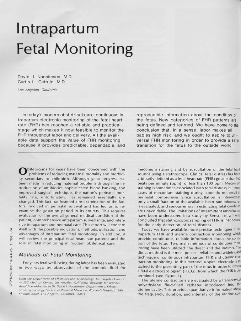 Continuous Intrapartum Fetal Monitoring: A Valuable Tool for Evaluating ...