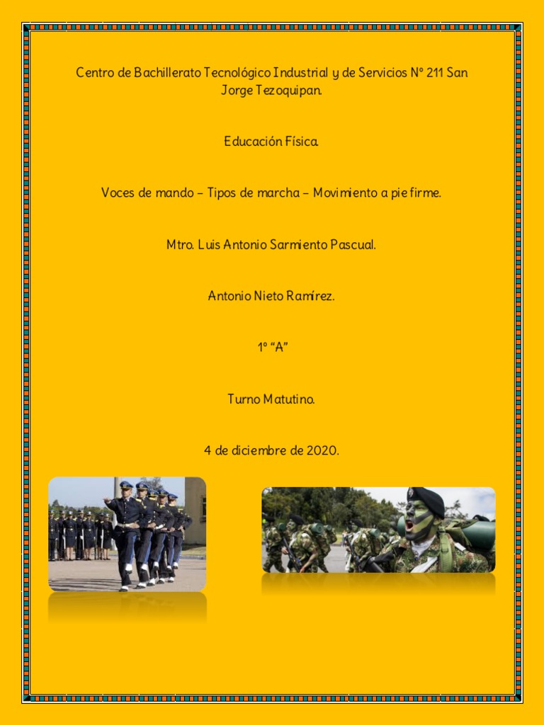 Instrucciones sobre voces de mando, tipos de marcha y movimiento a pie ...