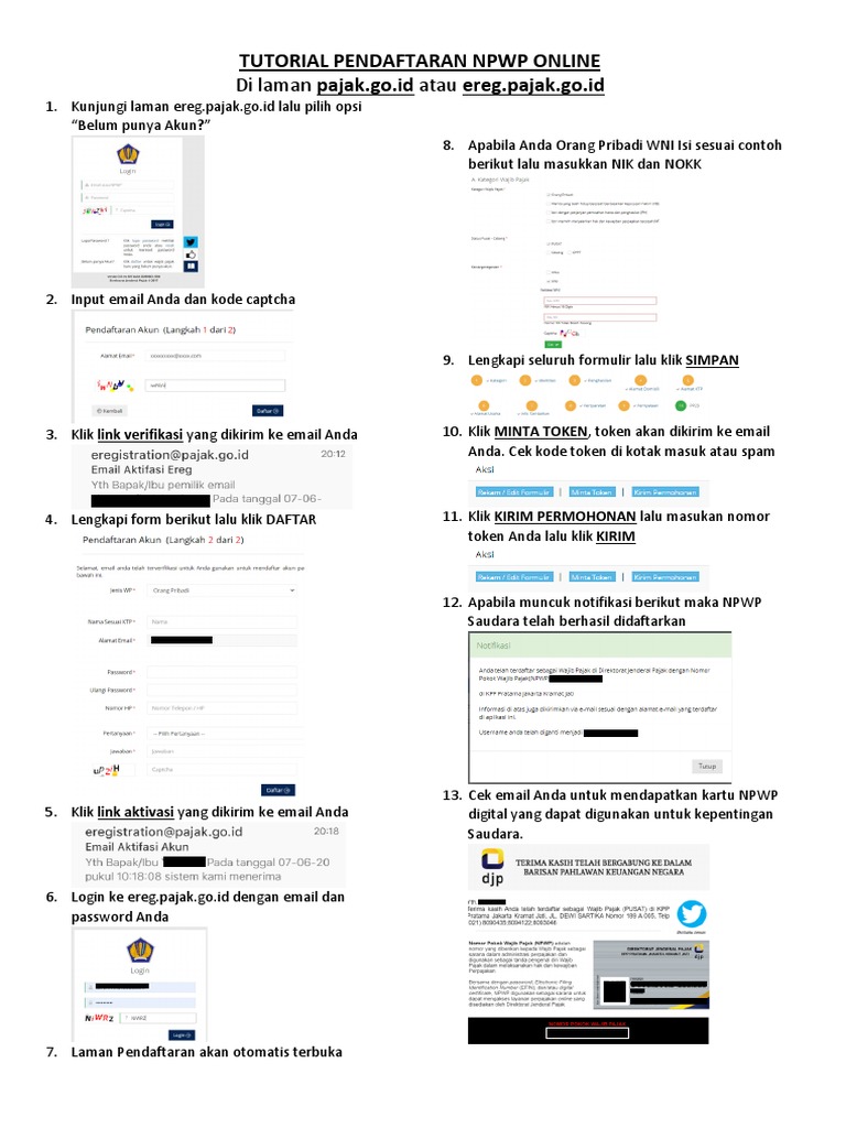 Tutorial Pendaftaran NPWP Online | PDF