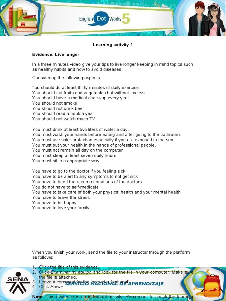 Learning Activity 1 Evidence: Live Longer | PDF