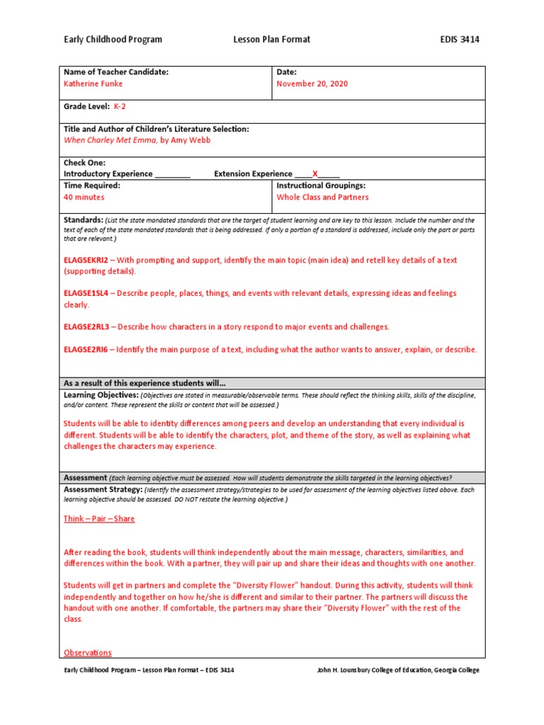 K-2 Lesson Plan: Embracing Diversity | PDF | Lesson Plan | Teaching