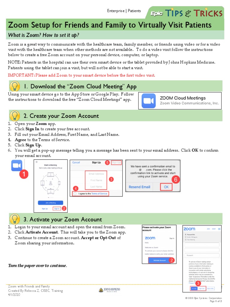 Zoom Setup For Friends and Family To Virtually Visit Patients | PDF ...