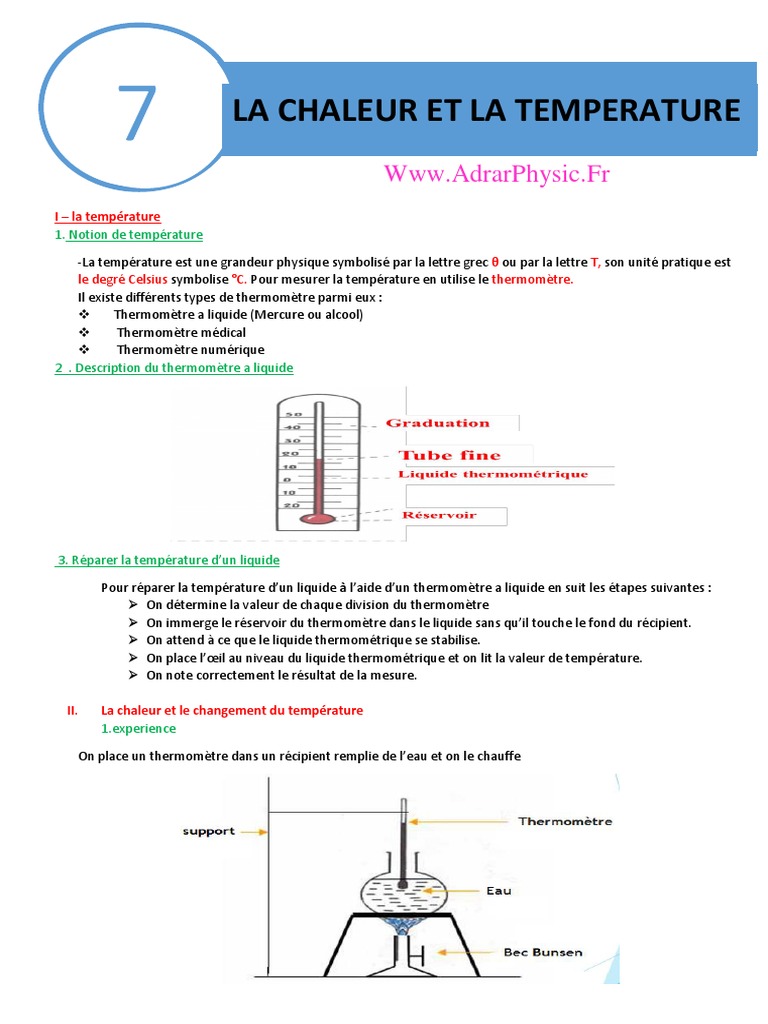 Chaleur et Température en Physique | PDF
