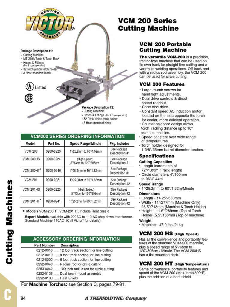VCM 200 Portable Cutting Machine | PDF | Manufactured Goods ...