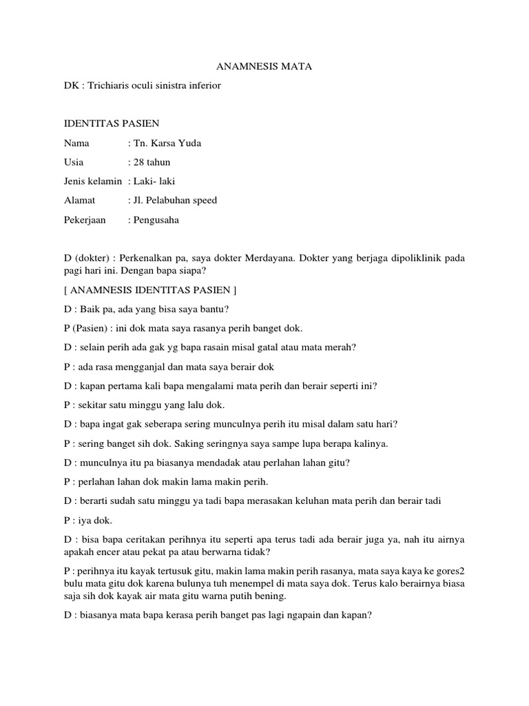 Skenario Anamnesis Mata | PDF
