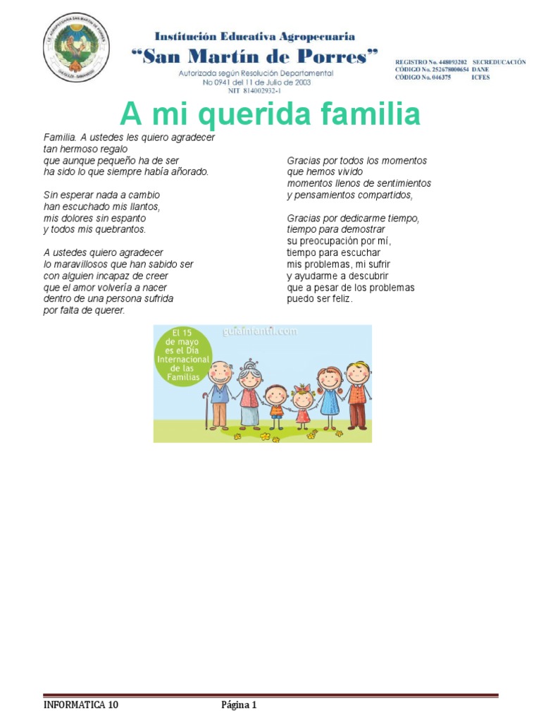 Poemas Dia de La Familia | PDF | Amor