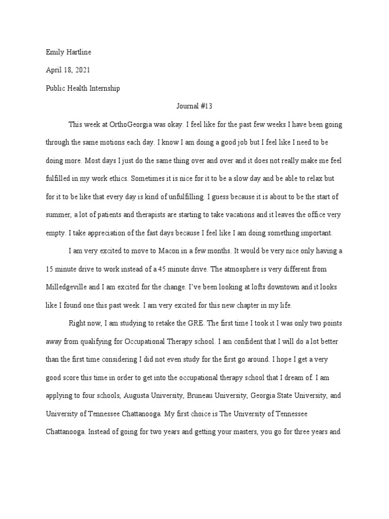 Emily Hartline Journal 13 | PDF | Medical Treatments | Clinical Medicine