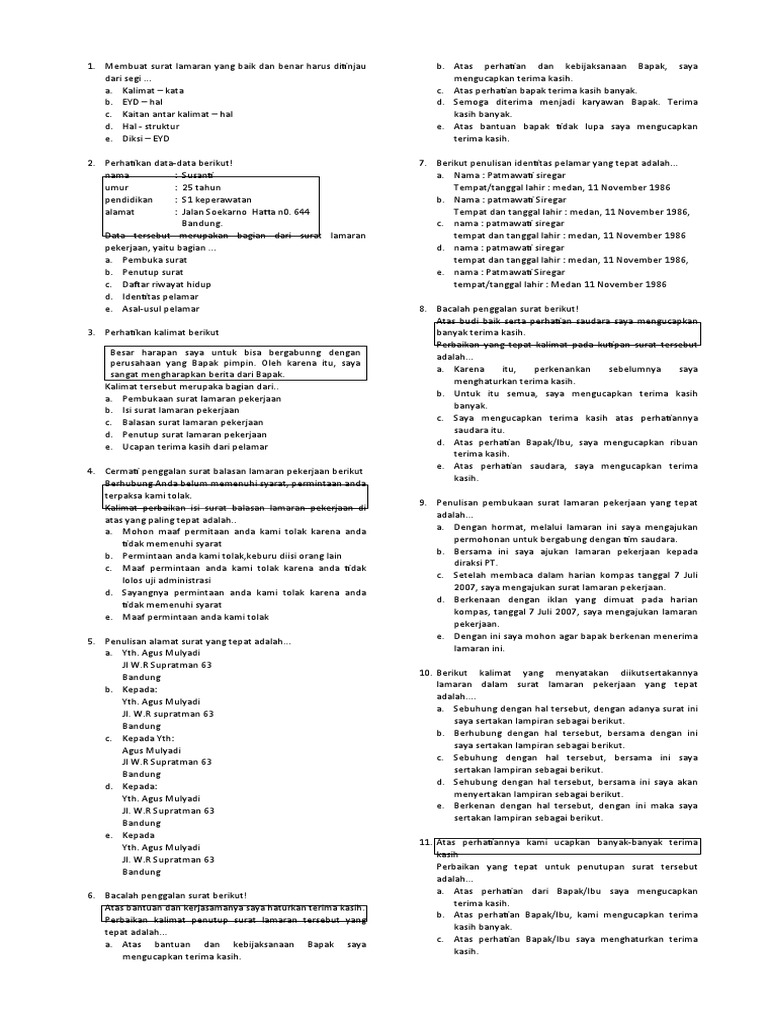 Soal Uts B.I Kls 12 | PDF