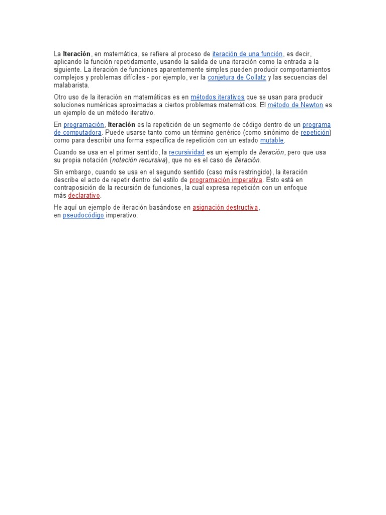 Iteración en Matemáticas y Programación | PDF