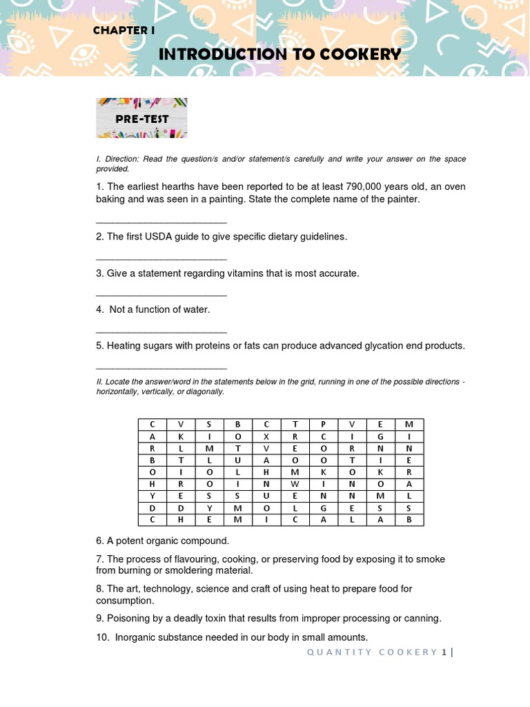 Quantity Cookery. Chapter I Lesson 1 | PDF | Foodborne Illness | Cooking