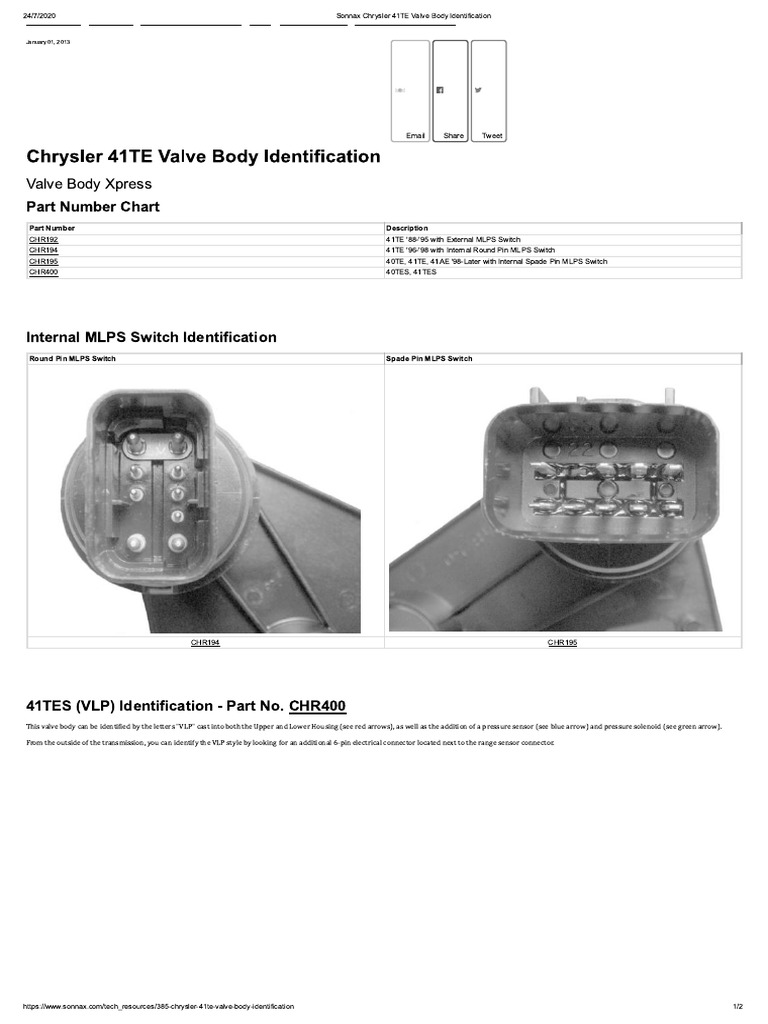 41TE Valve Body Diagram Overview | PDF