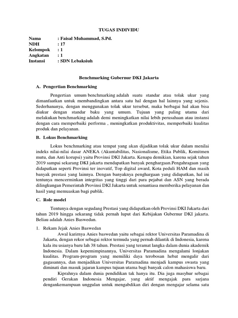 Tugas Individu Benchmarking | PDF