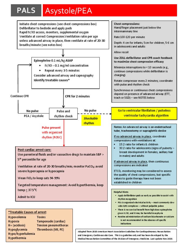 Asystole/PEA: Epinephrine 0.1 ML/KG ASAP | PDF | Cardiopulmonary ...