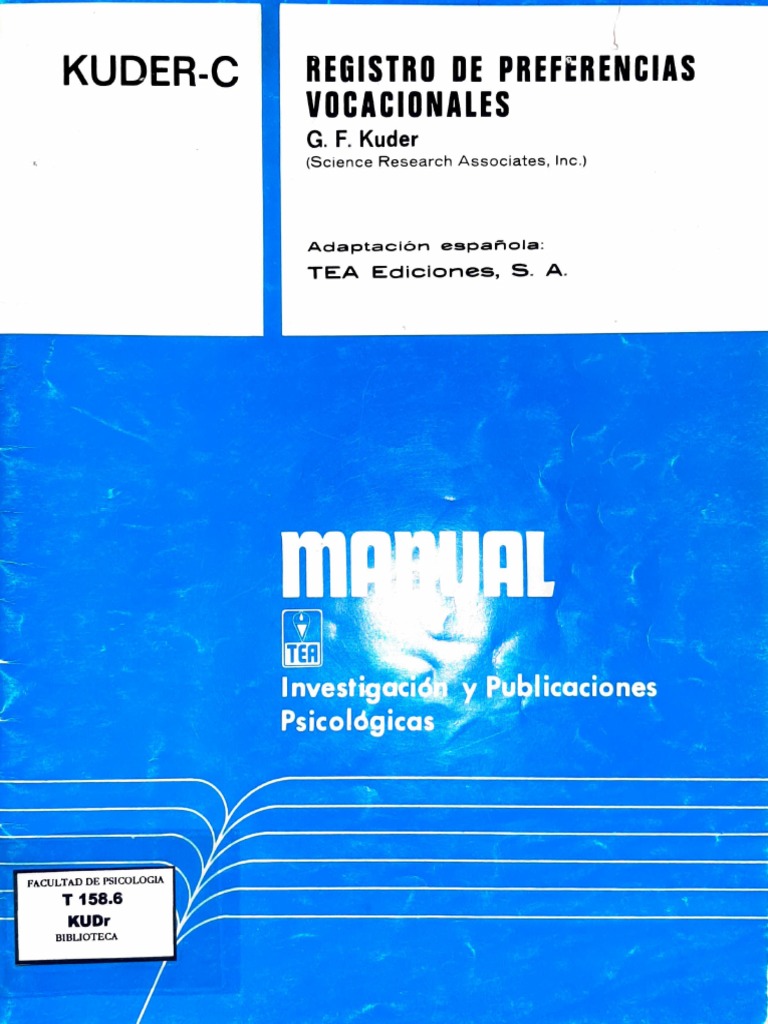 Manual KUDER-C | PDF | Validez (Estadísticas) | Sicología