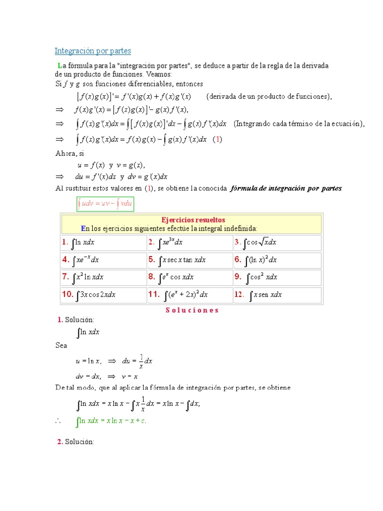 Integración Por Partes | PDF