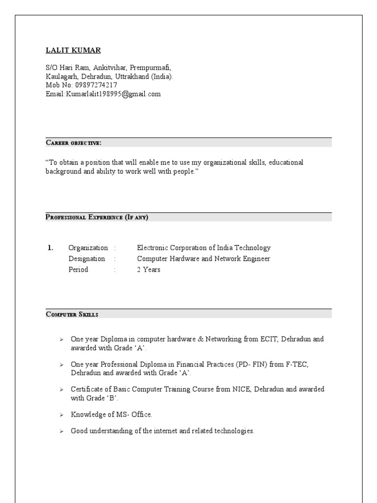 CV (Lalit) NEW 2000 2011 NO IMAGE | PDF | Learning | Computing And Information Technology