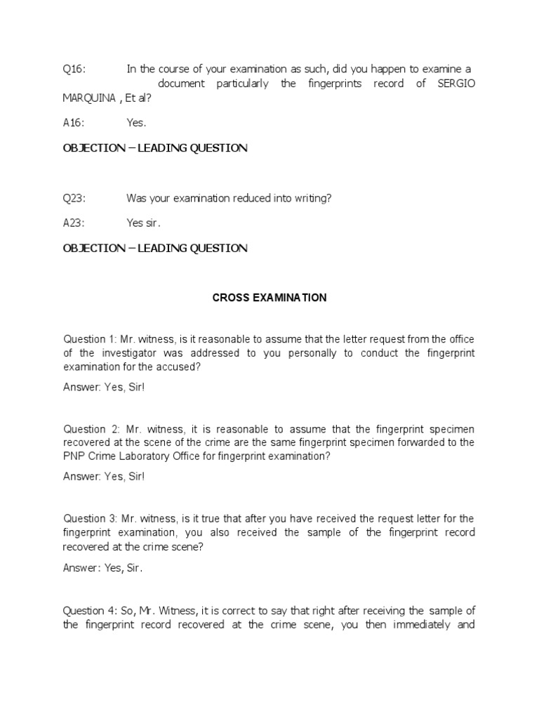 Objection - Leading Question | PDF | Social Science | Language Arts ...