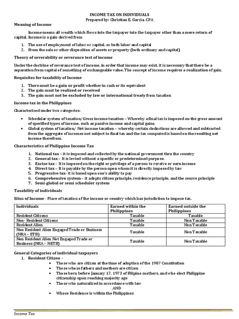 (Tax1) - Income Tax On Individuals - Discussion and Activities | PDF ...