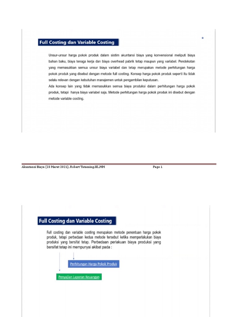 Full Costing Dan Variabel Costing | PDF