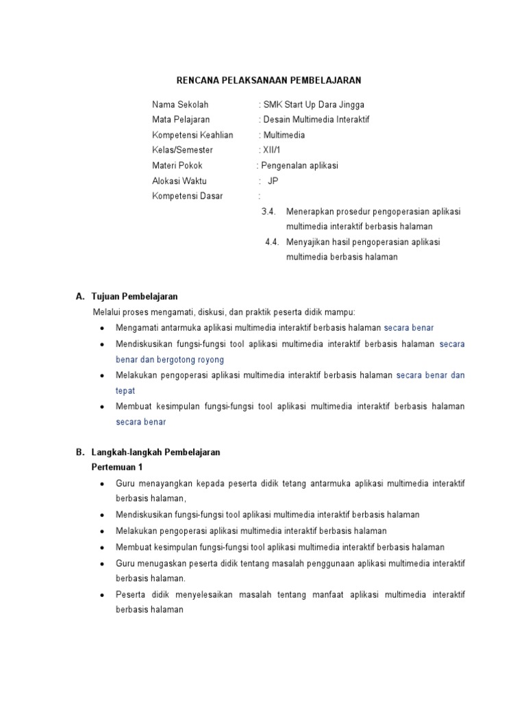 RPP Desain Multimedia Interaktif | PDF