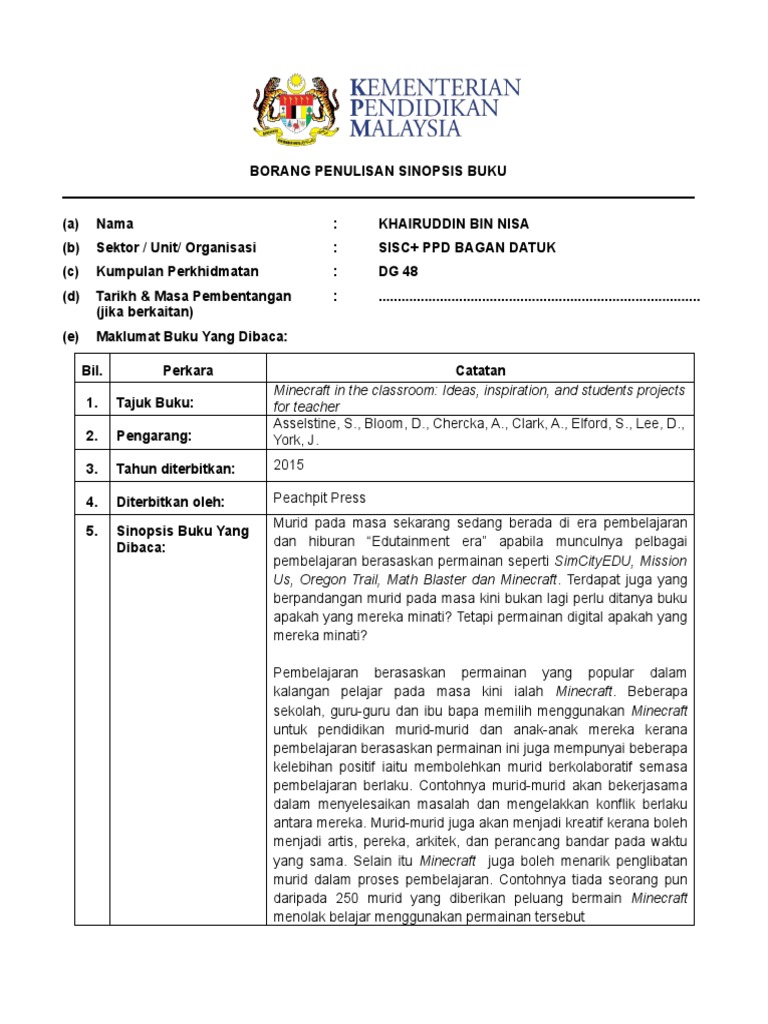 Sinopsis Buku Minecraft | PDF