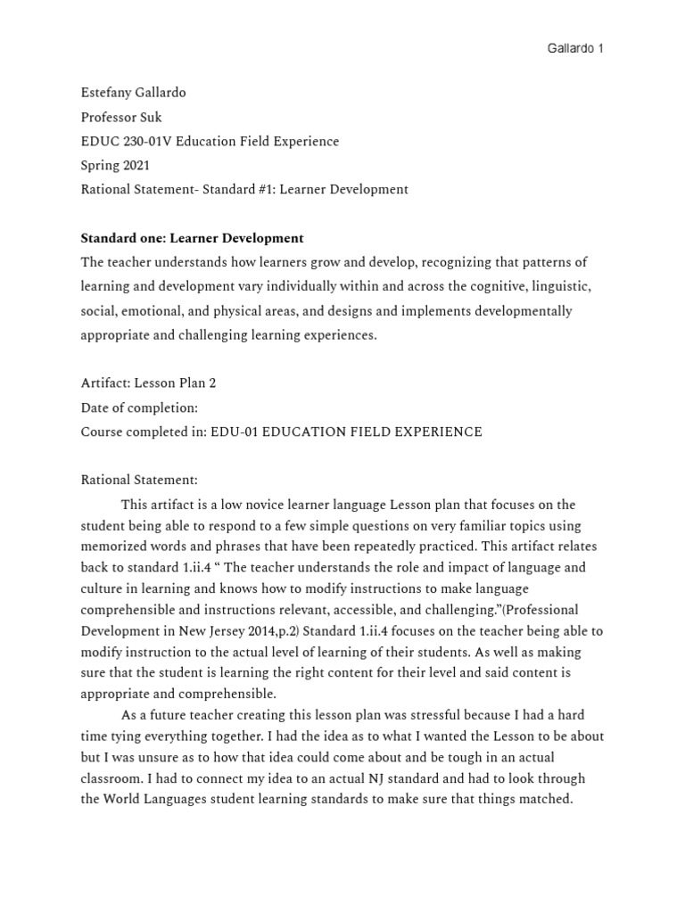 Rational Statement 6 | PDF | Lesson Plan | Teachers