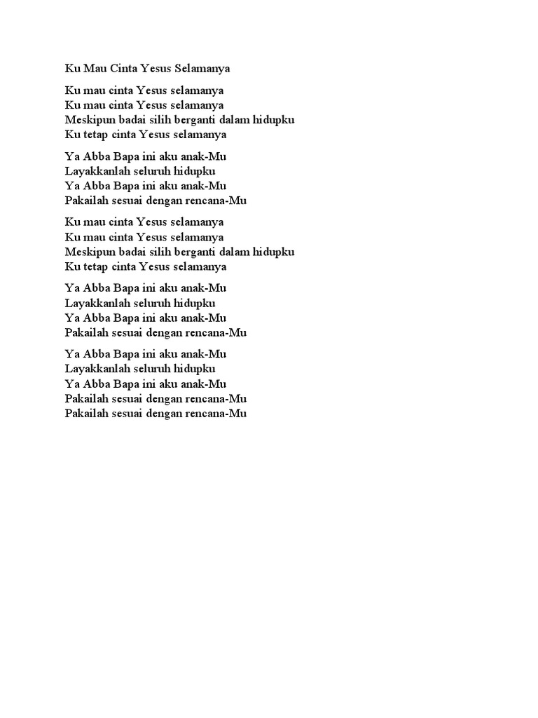 Ku Mau Cinta Yesus Selamanya | PDF