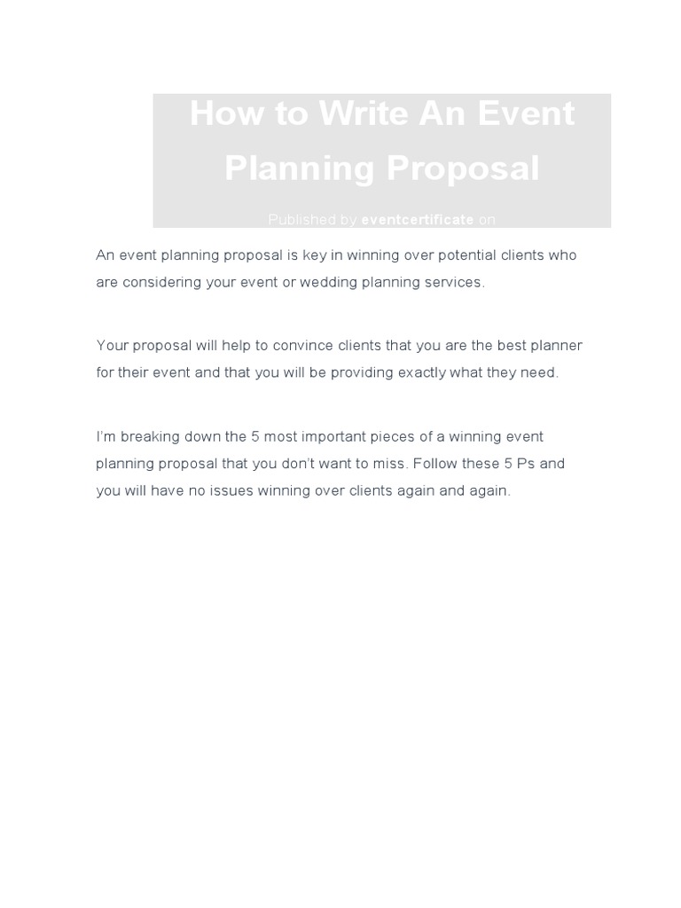 How To Write An Event Planning Proposal: Published by Eventcertificate ...