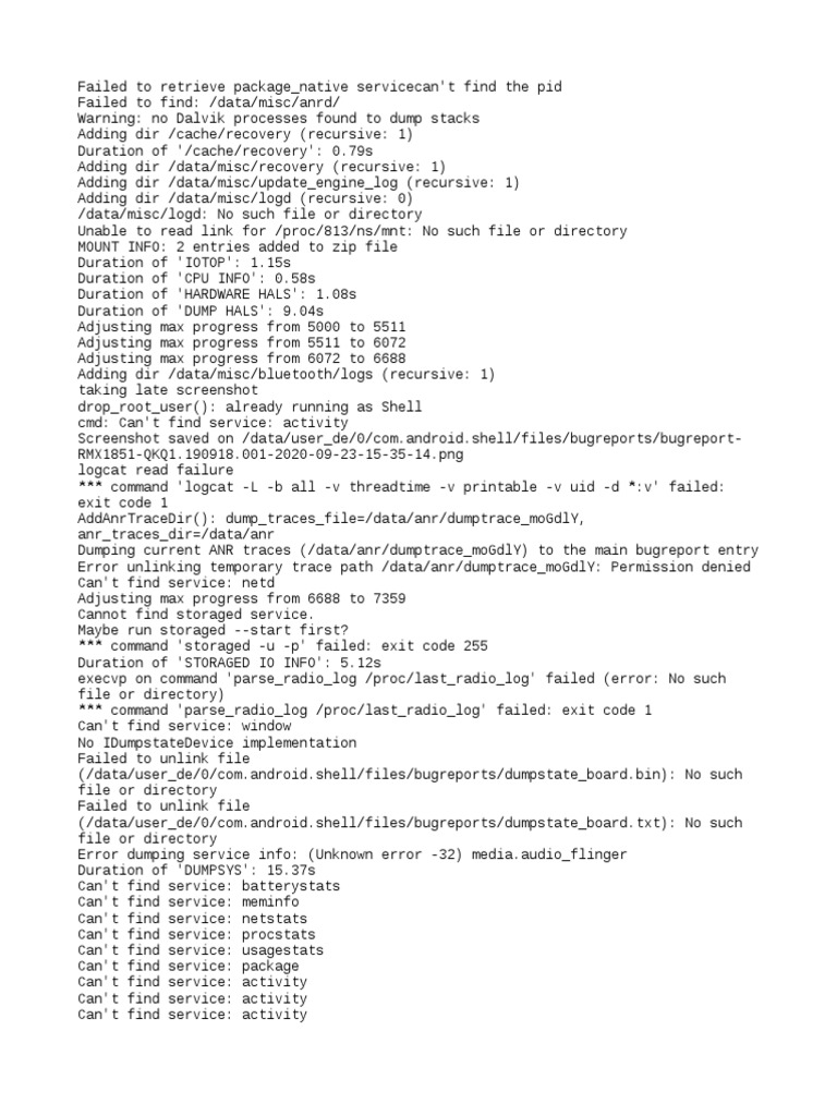 Bugreport RMX1851 QKQ1.190918.001 2020 09 23 15 35 14 Dumpstate - Log 6005 | PDF | Zip (File ...