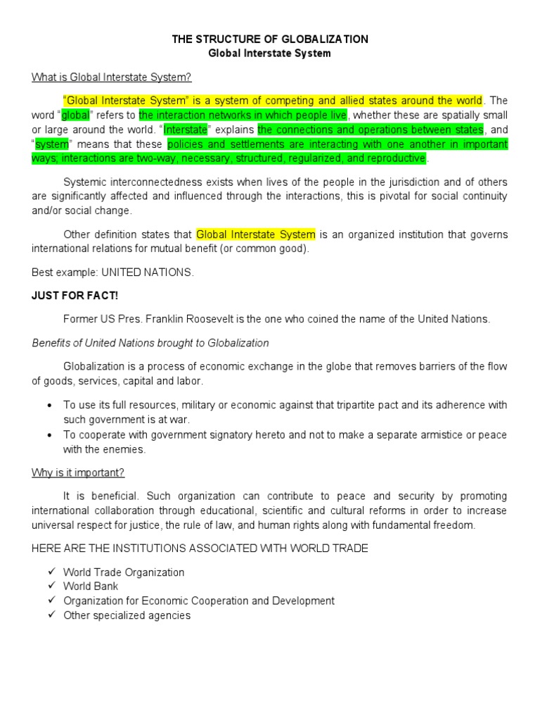 The Structure of Globalization Global Interstate System | PDF