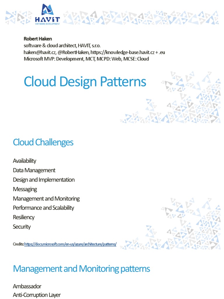 WUG Days 2018 - Cloud Design Patterns | PDF | Microsoft Azure | Databases
