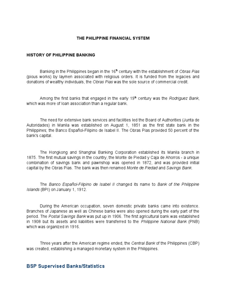 The Philippine Financial System: BSP Supervised Banks/Statistics | PDF ...